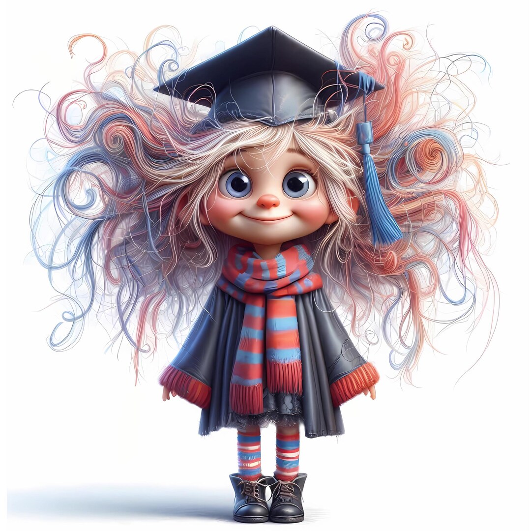 12 Whimsical Girl Graduate Clipart - Graduation Theme JPG Images 300 ...