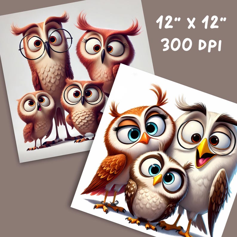 Owl Clipart Bundle - 12 Whimsical and Quirky Owls, Woodland Animal ...