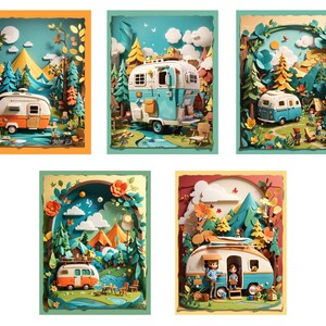 25 Whimsical Camping Scenes, Junk Journal Pages, Camping and Ephemera ...
