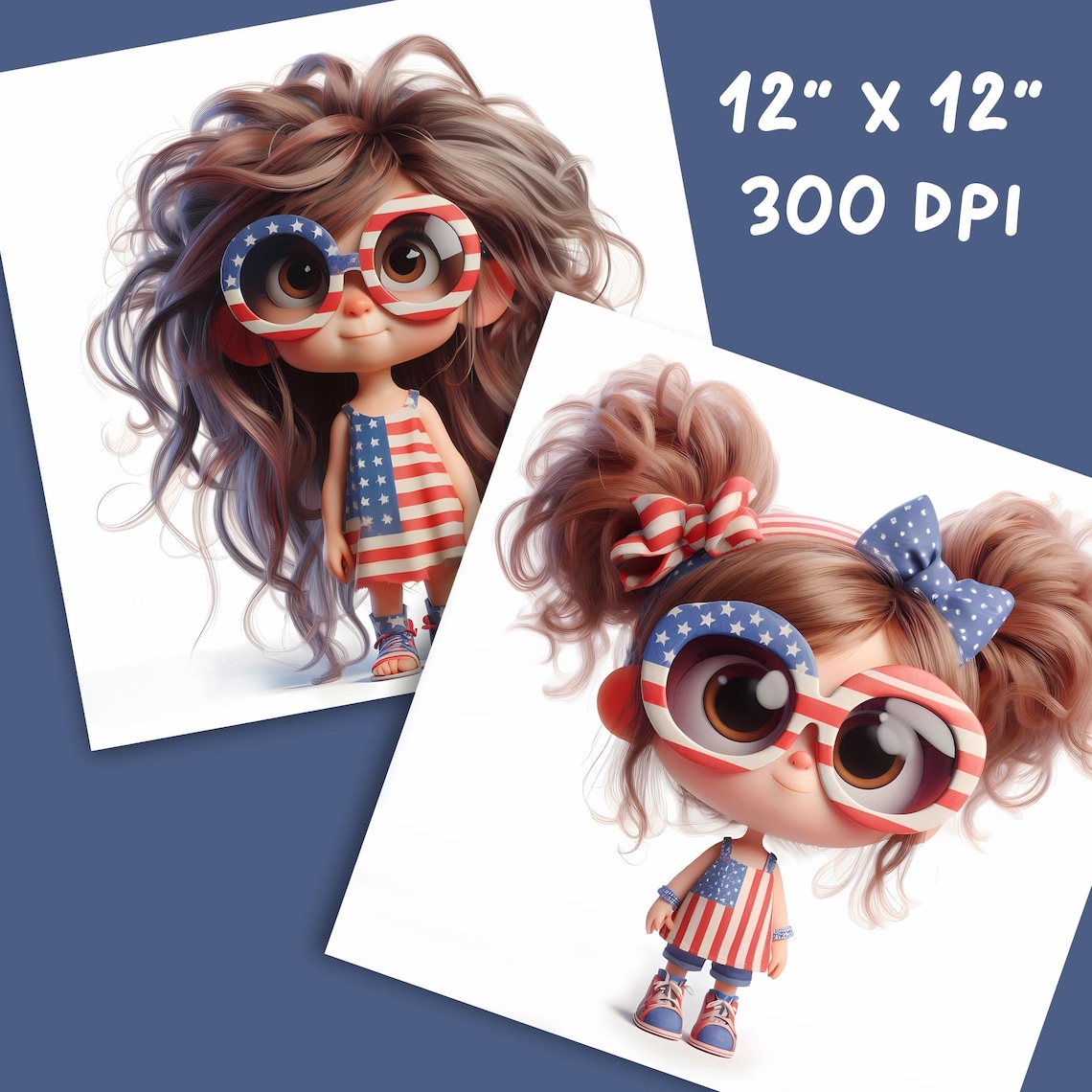 Patriotic Girl Clipart: Whimsical Pop Art (digital Download) - Etsy