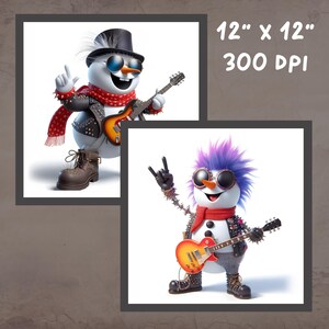 12 Rockstar Snowman Clipart - Music Theme Digital Download 300 DPI for ...