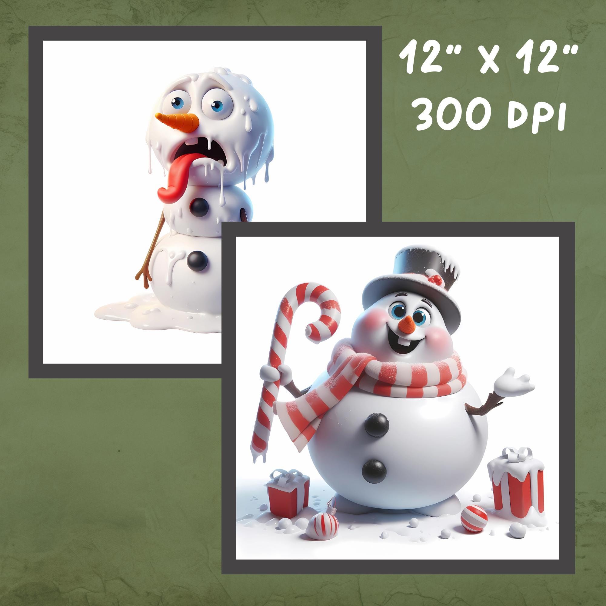 Quirky Christmas Clipart Bundle, Funny Snowman Graphics - Whimsical ...