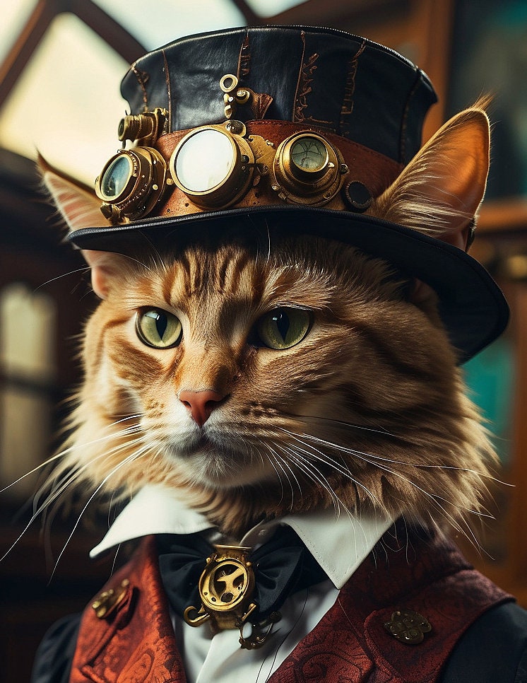 Steampunk Cats, Digital Art - Instant Download - Etsy