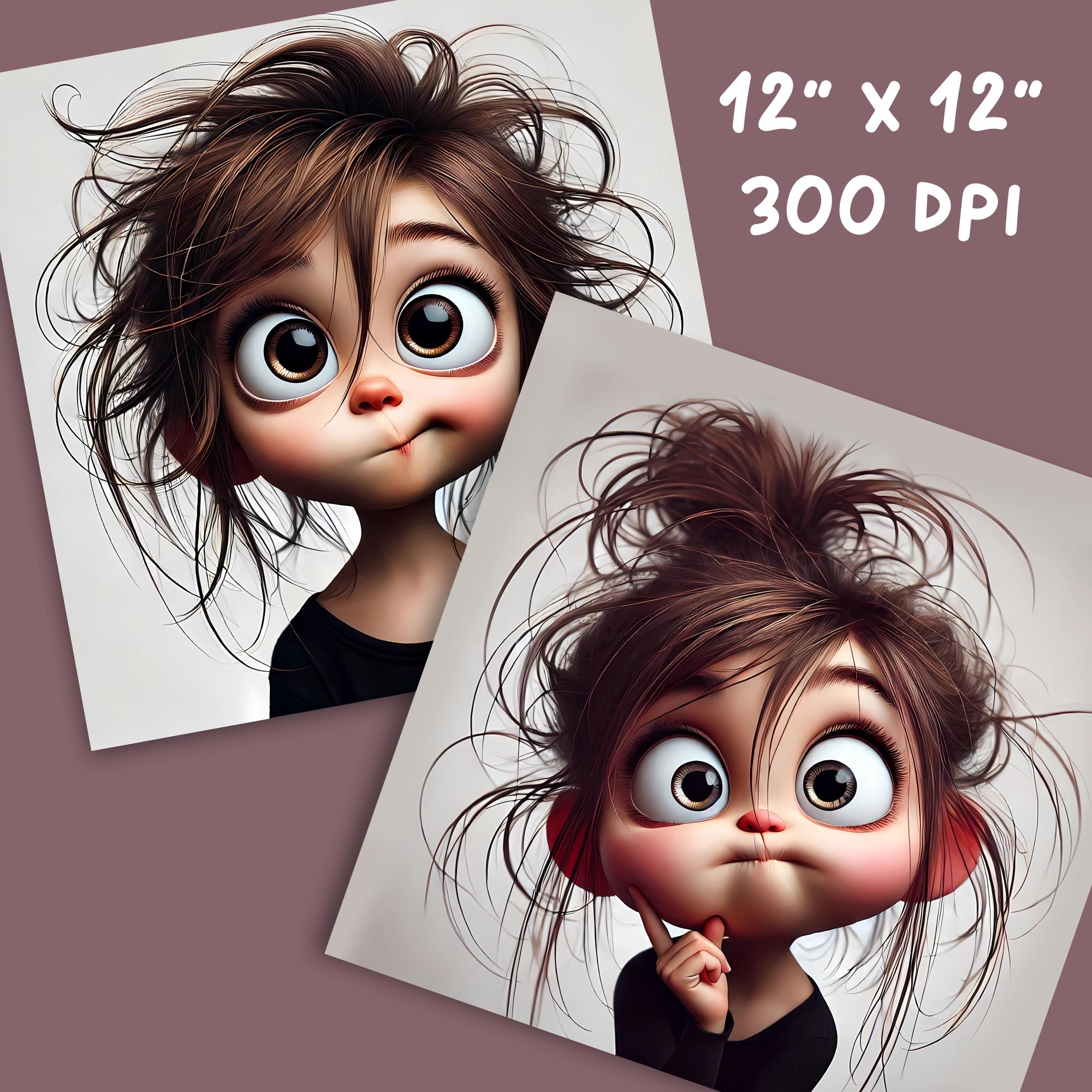 10 Whimsical Girl Clipart - Funny Expressions Portrait JPG Images 300 ...