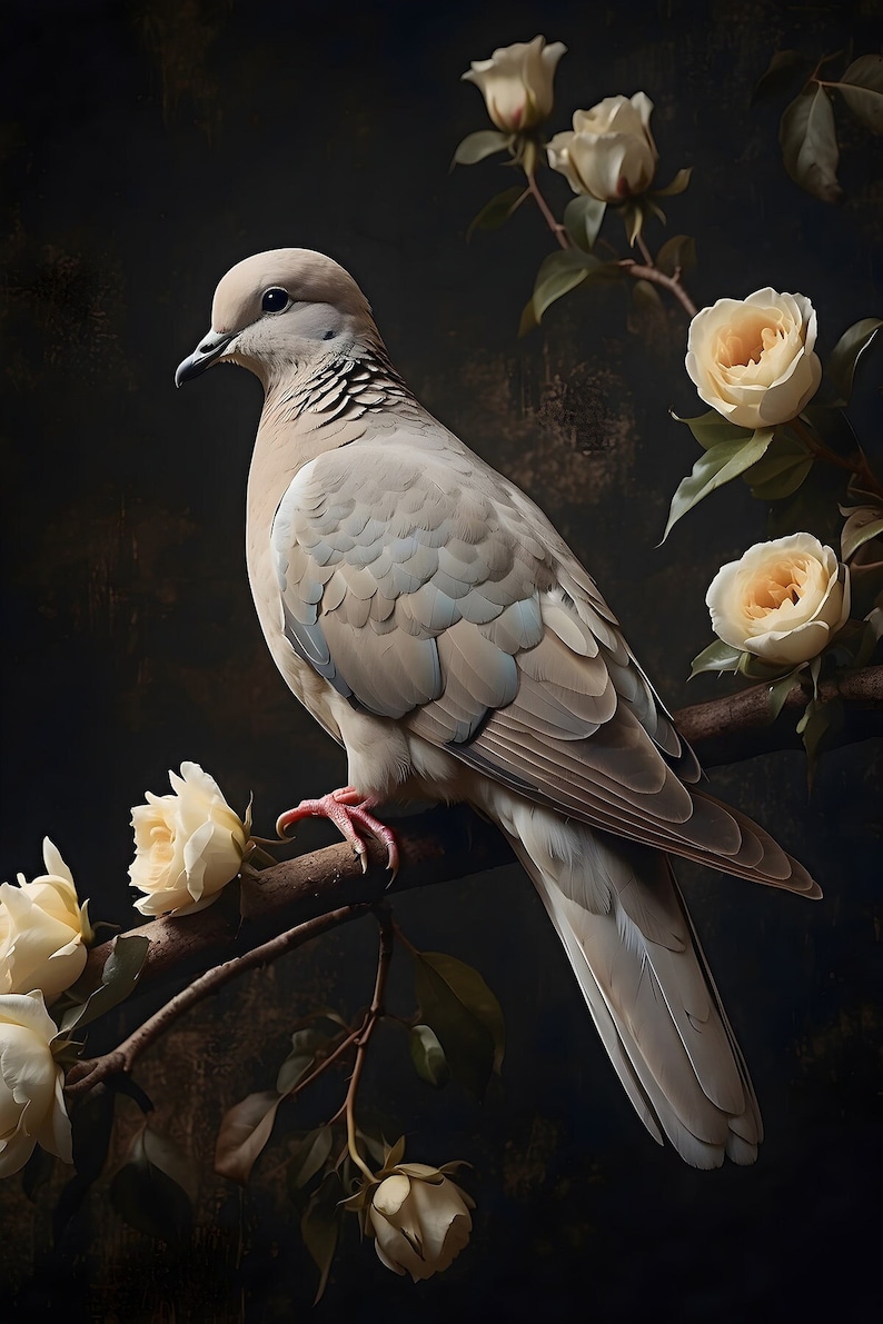 Antique Dove Painting | Dark Academia PRINTABLE Wall Art | Vintage ...