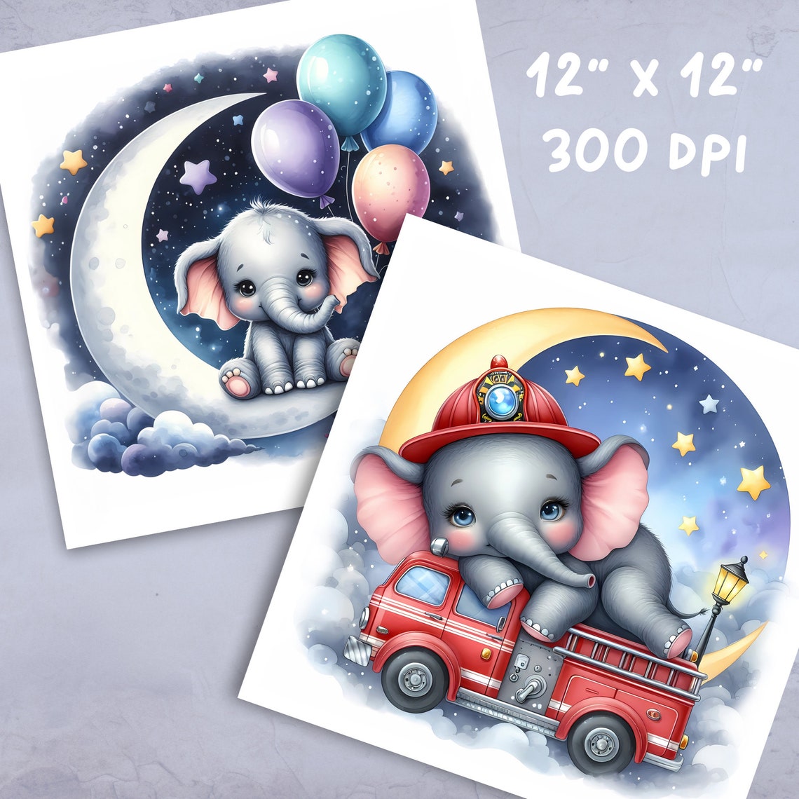 Baby Elephant Clipart, Cute Nursery Art (commercial Use, JPG, Digital ...