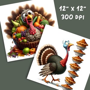 15 Quirky Thanksgiving Turkey Clipart - Fun Holiday Digital Download ...