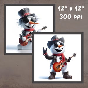 12 Rockstar Snowman Clipart - Music Theme Digital Download 300 DPI for ...