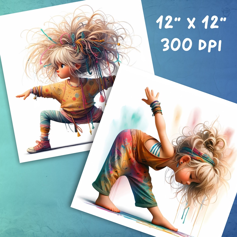 12 Whimsical Yoga Pose Clipart, Commercial Use, Cute Whimsical Yoga ...
