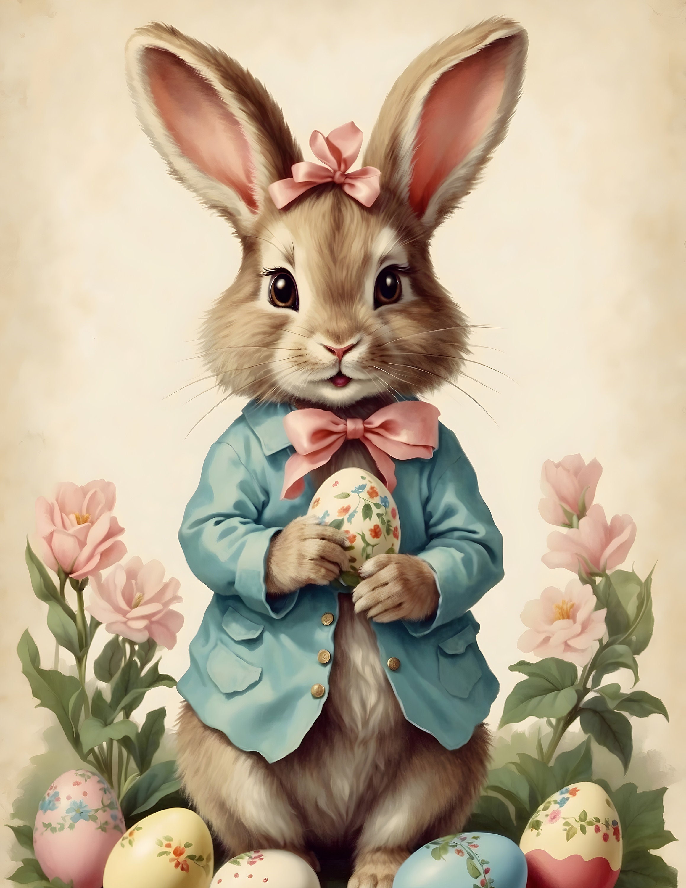 Vintage Easter Bunnies, Digital Art - Instant Download - Etsy