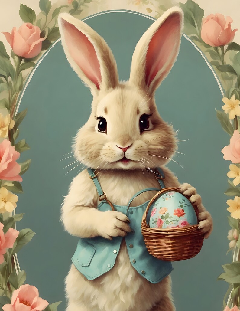 Vintage Easter Bunnies, Digital Art - Instant Download - Etsy