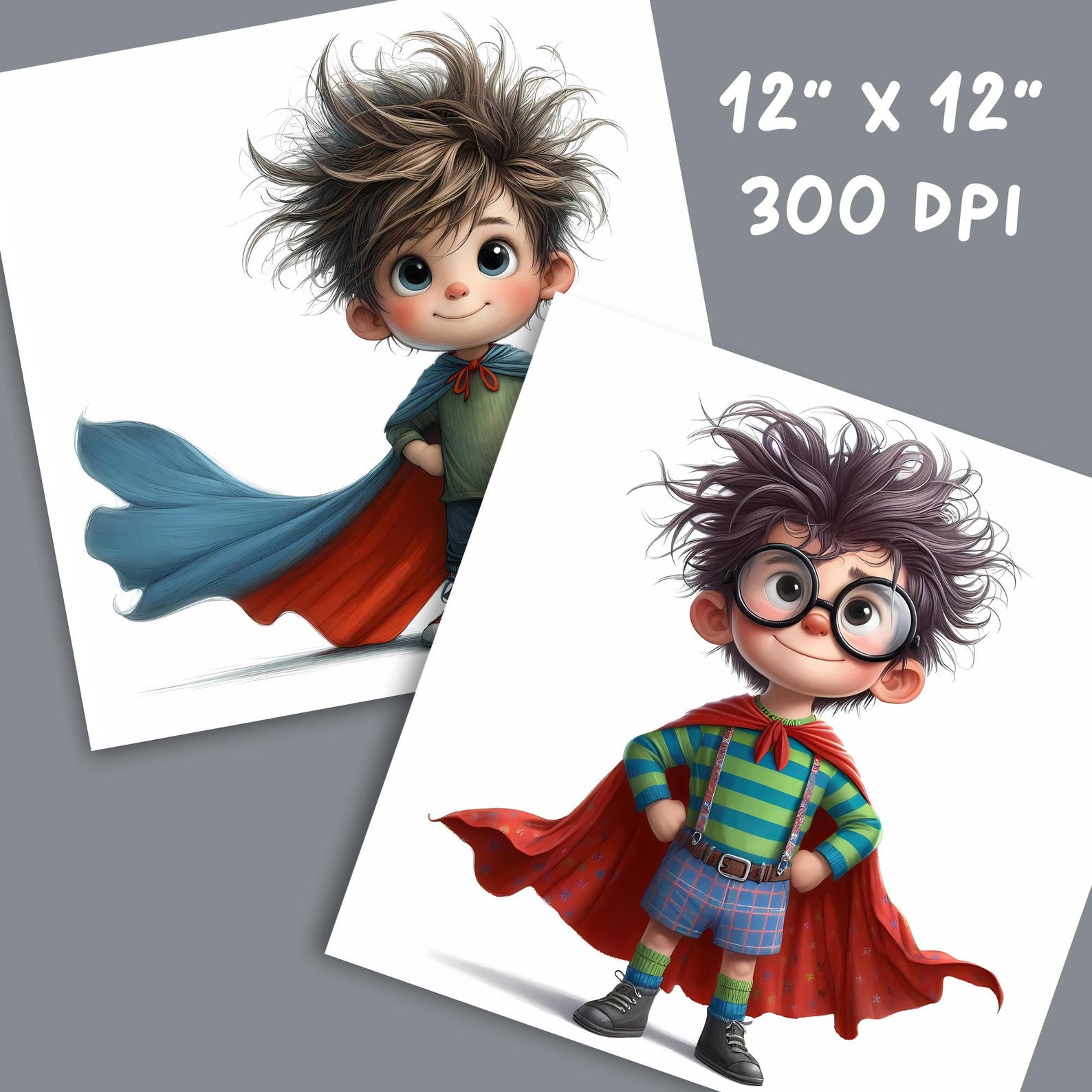 15 Whimsical Boy Superhero Clipart - Fun Heroic Digital Download 300 ...