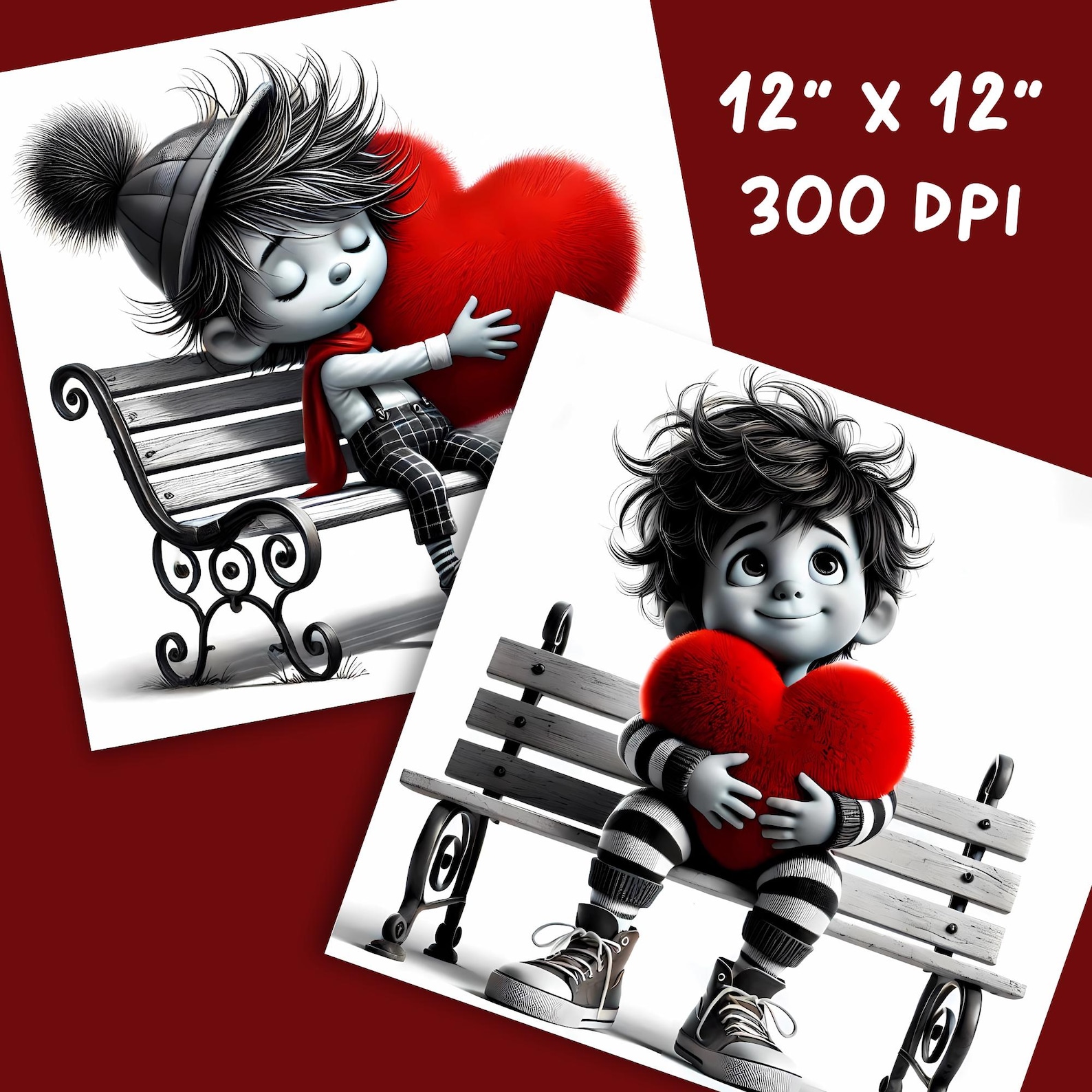 Sweet Valentine Clipart Bundle, Whimsical Boy Art, Cute Love Graphics ...