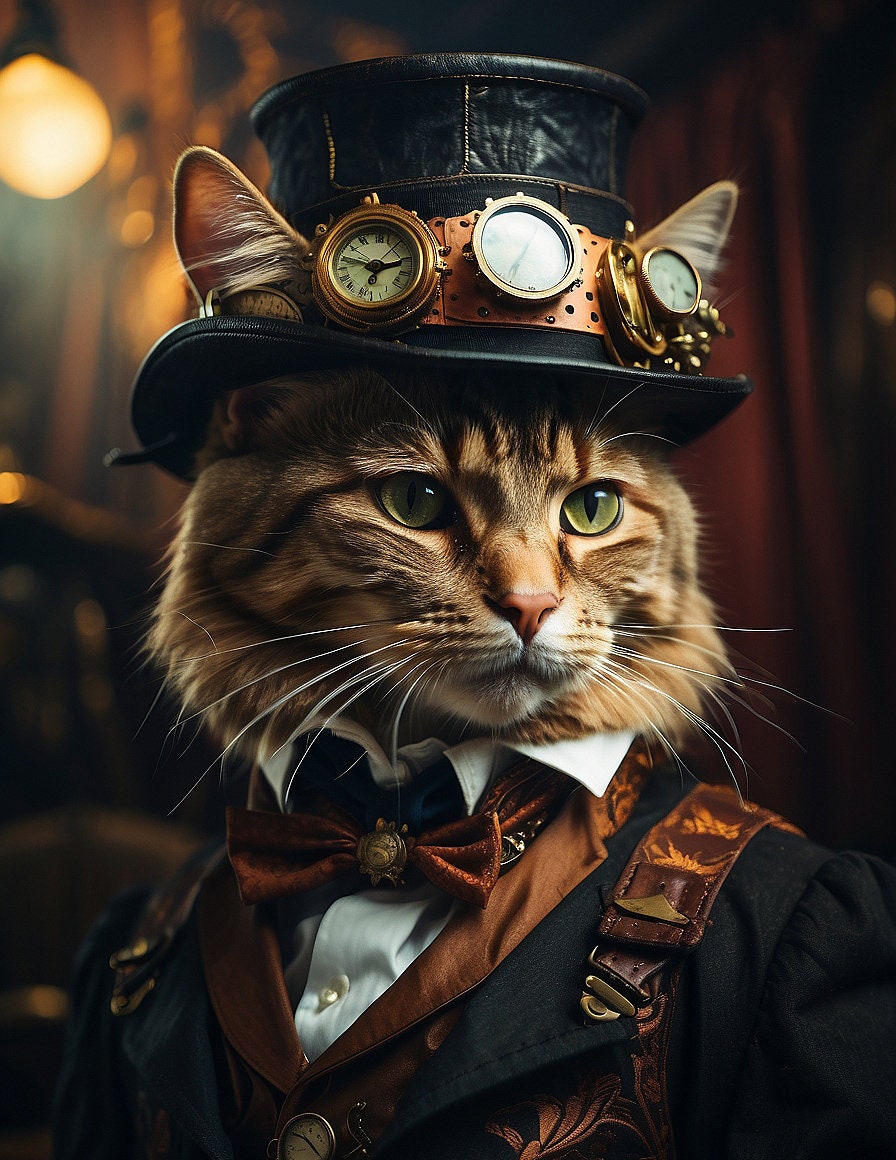 Steampunk Cats, Digital Art Instant Download - Etsy
