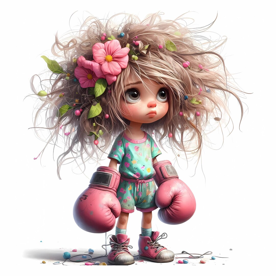 15 Whimsical Boxer Girl Clipart, Commercial Use, Cute Whimsical Boxer ...
