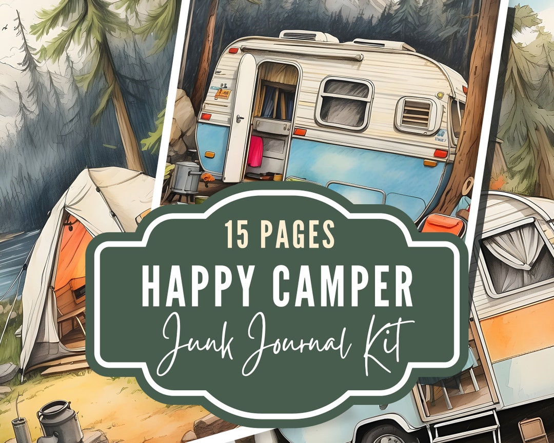 Junk Journal Kit, Camping and Ephemera, Retro Campers, Tent Camping ...
