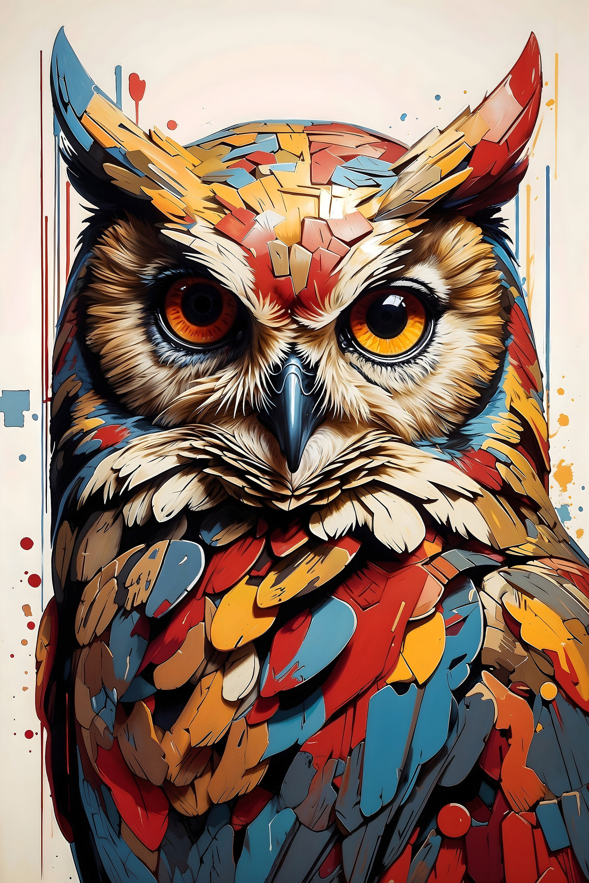 Owl Painting, Modern Owl Art, Abstract Owl Painting Printable Wall Art ...