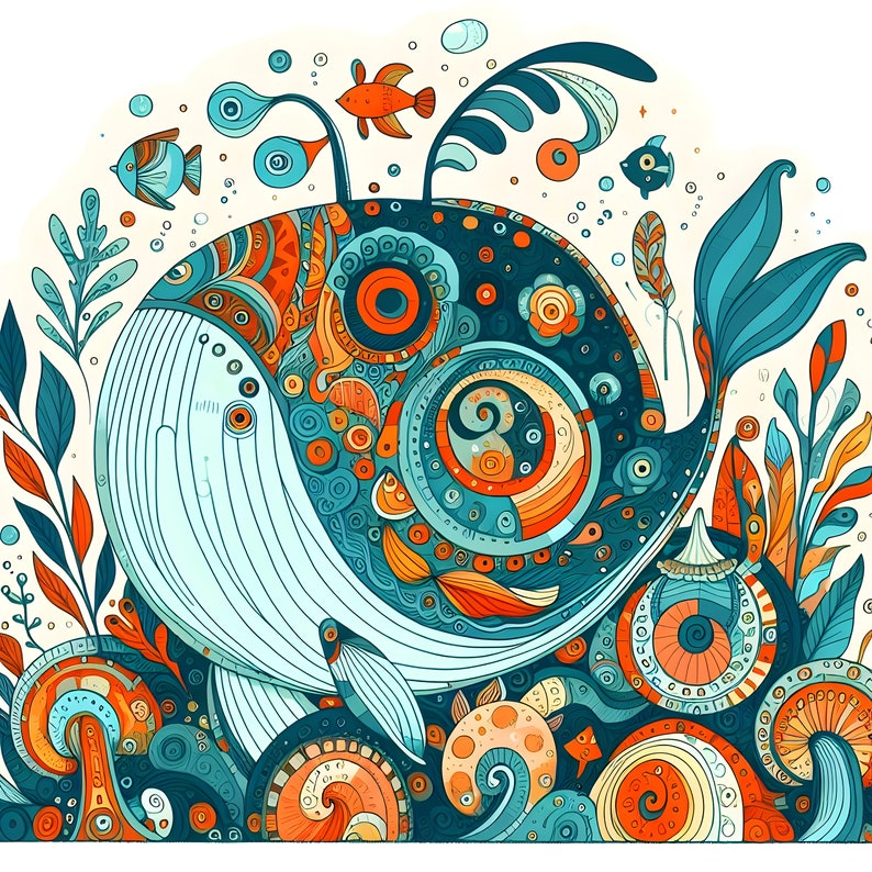 Digital Kit, 50 Whimsical Fish Portrait Illustrations, Digital Art ...