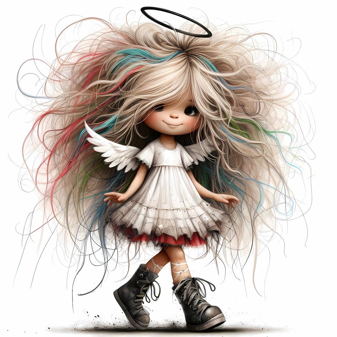 Whimsical Quirky Angel Clipart, Commercial Use, Cute Whimsical Angel ...