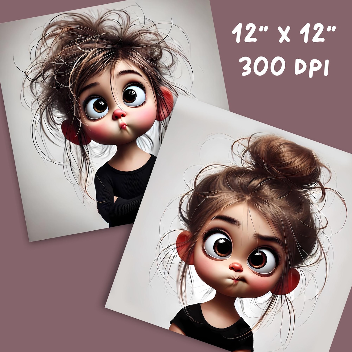 10 Whimsical Girl Clipart - Funny Expressions Portrait JPG Images 300 ...