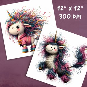Quirky Unicorn Clipart, Commercial Use, Whimsical Unicorn Art (300 DPI ...