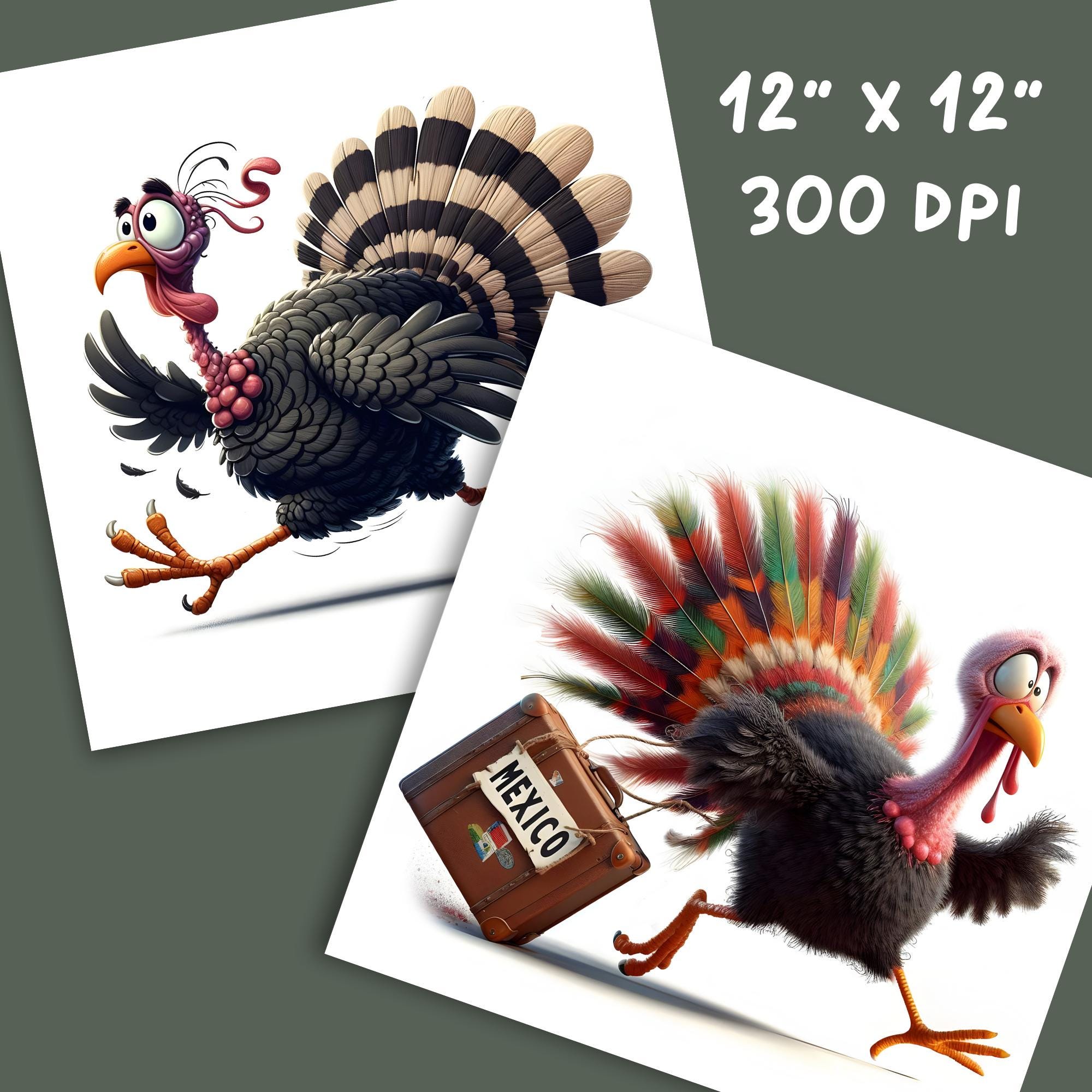 15 Quirky Thanksgiving Turkey Clipart - Fun Holiday Digital Download ...