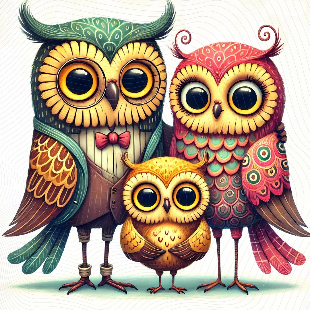 Owl Clipart Bundle - 15 Whimsical and Quirky Owls, Woodland Animal ...