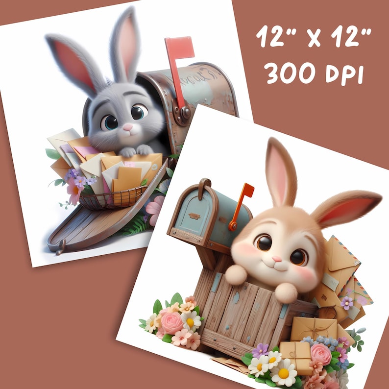 Easter Bunny Clipart: Quirky Mailbox Bunny Images (digital Download) - Etsy
