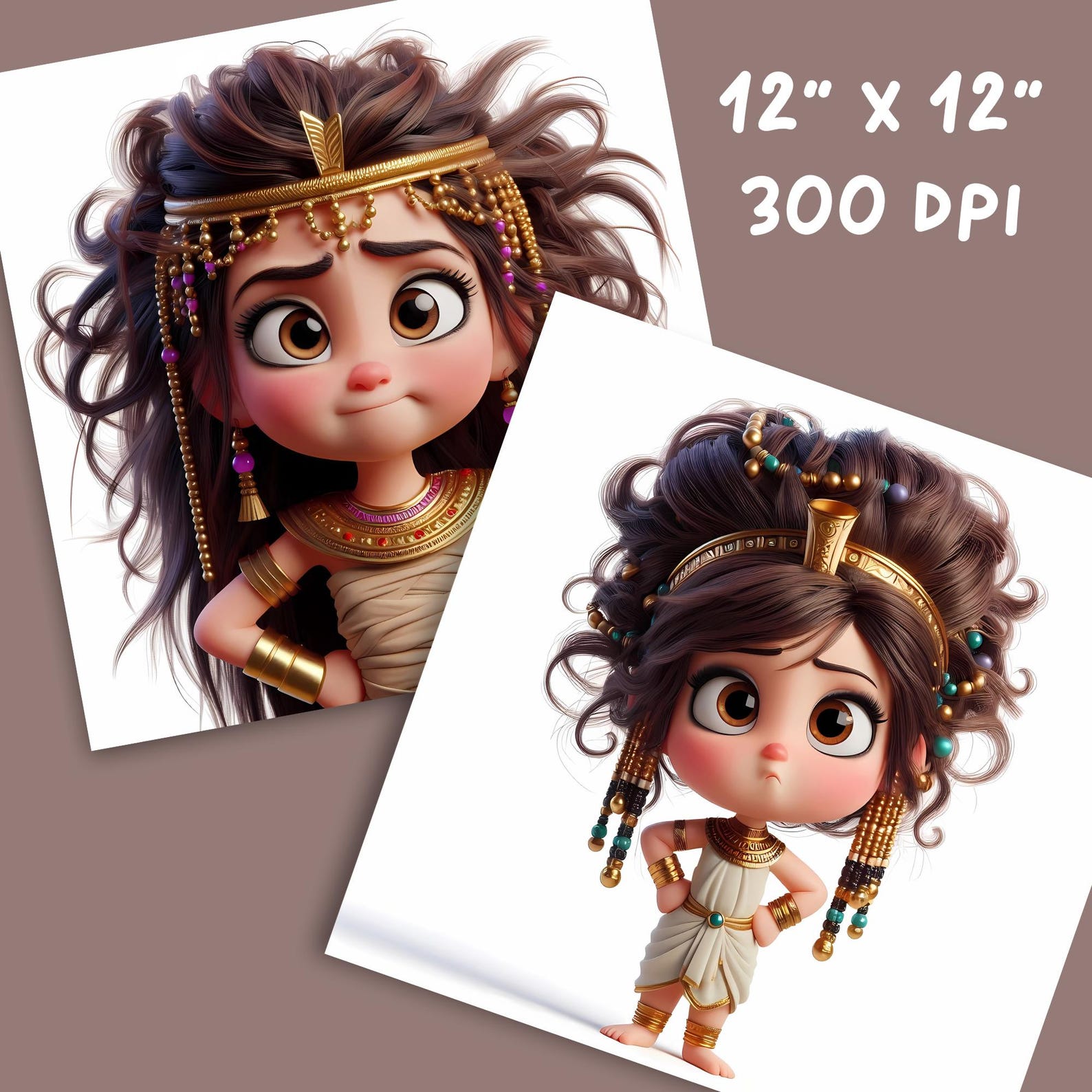 Whimsical Cleopatra Clipart Bundle – 12 Cute Ancient Egypt Princess ...