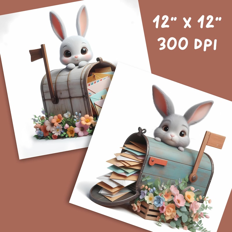 Easter Bunny Clipart: Quirky Mailbox Bunny Images (digital Download) - Etsy