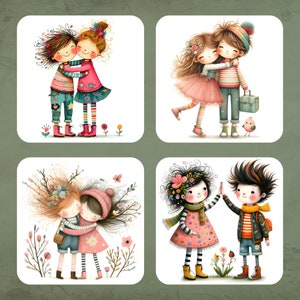 20 Whimsical Besties Clipart, Commercial Use, Cute Whimsical Best ...