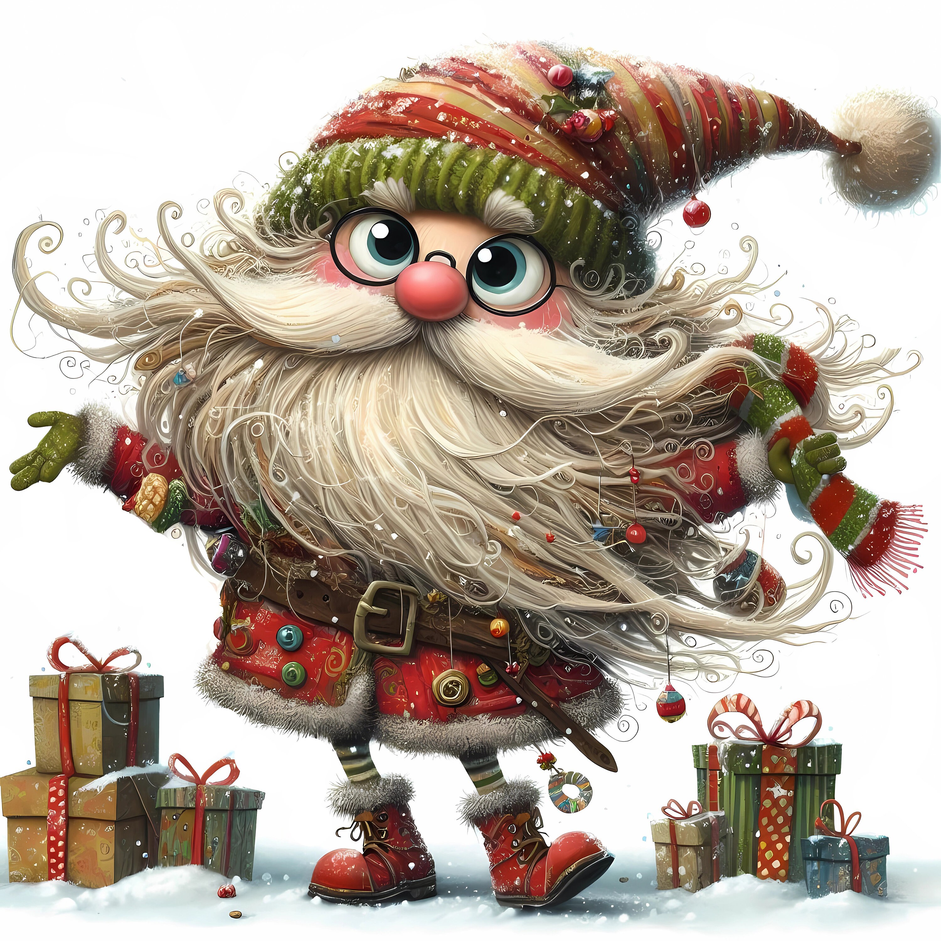 Whimsical Santa Clipart, Cute Christmas Jpgs, Commercial Use (digital ...