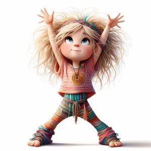 12 Whimsical Yoga Pose Clipart, Commercial Use, Cute Whimsical Yoga ...