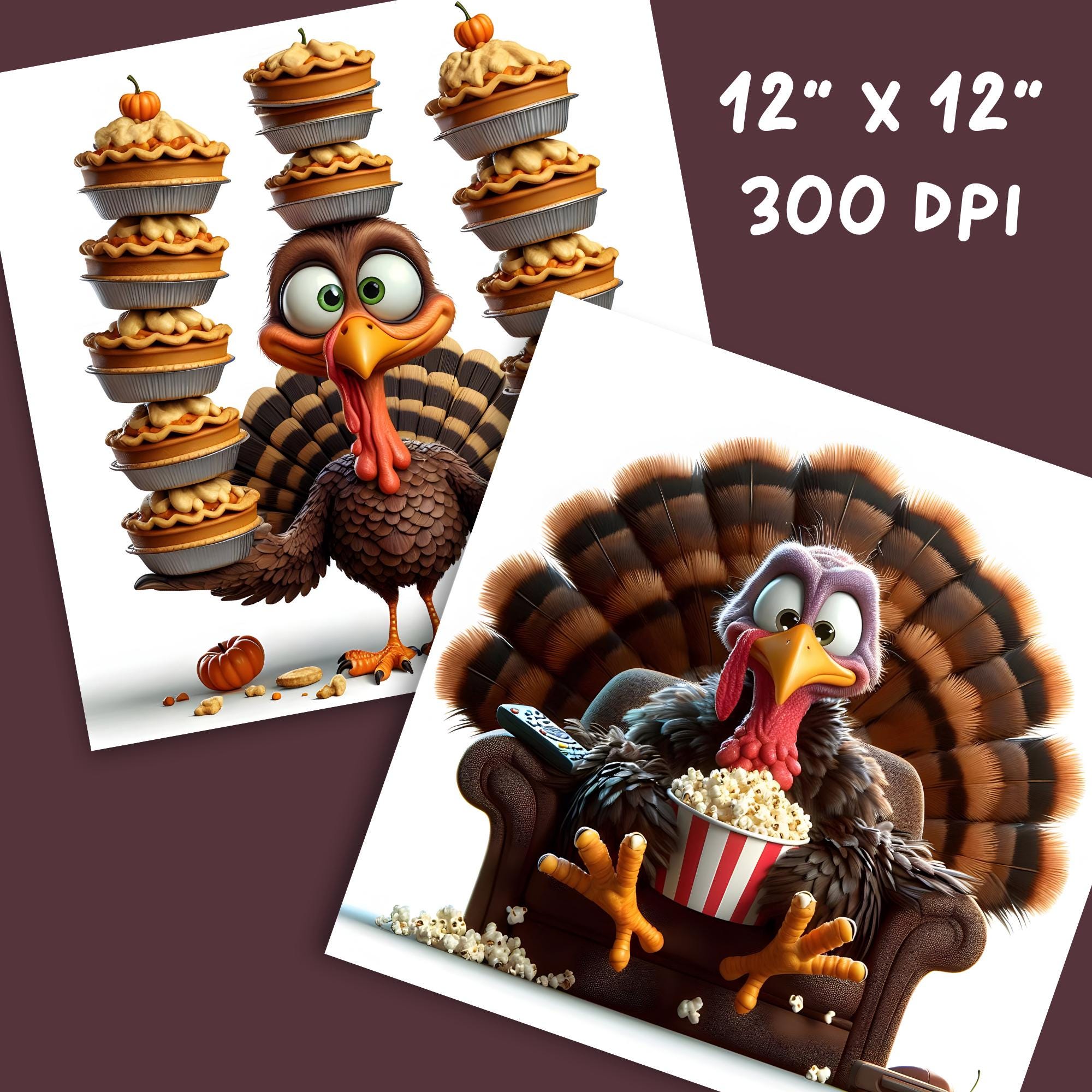 15 Quirky Thanksgiving Turkey Clipart - Fun Holiday Digital Download ...