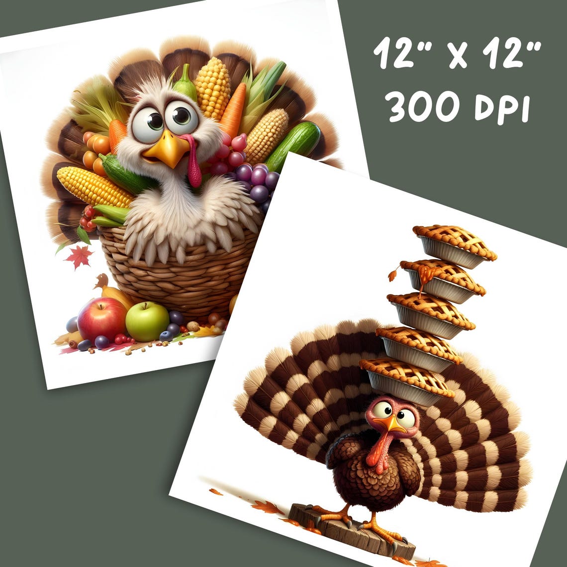 15 Quirky Thanksgiving Turkey Clipart - Fun Holiday Digital Download ...