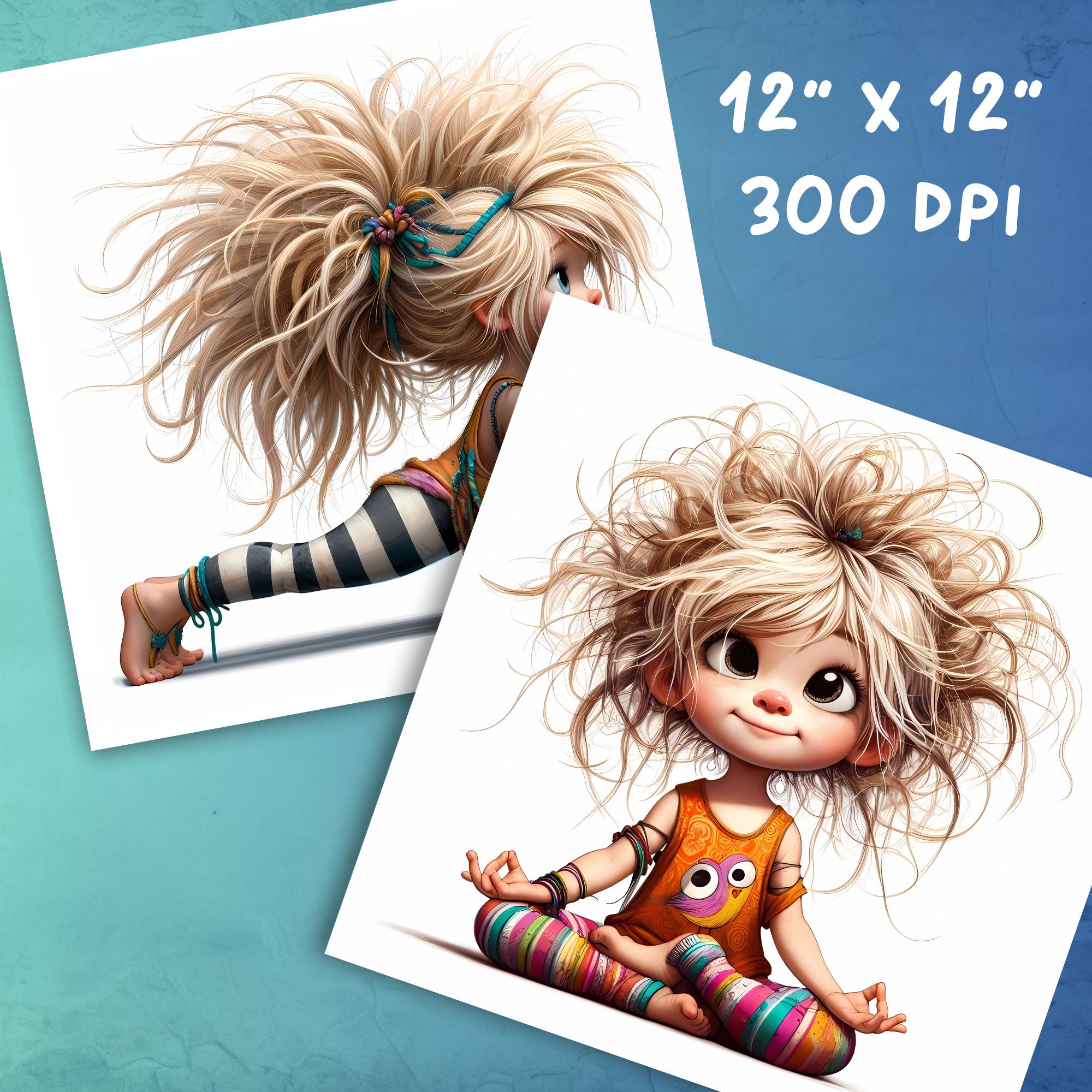 12 Whimsical Yoga Pose Clipart, Commercial Use, Cute Whimsical Yoga ...