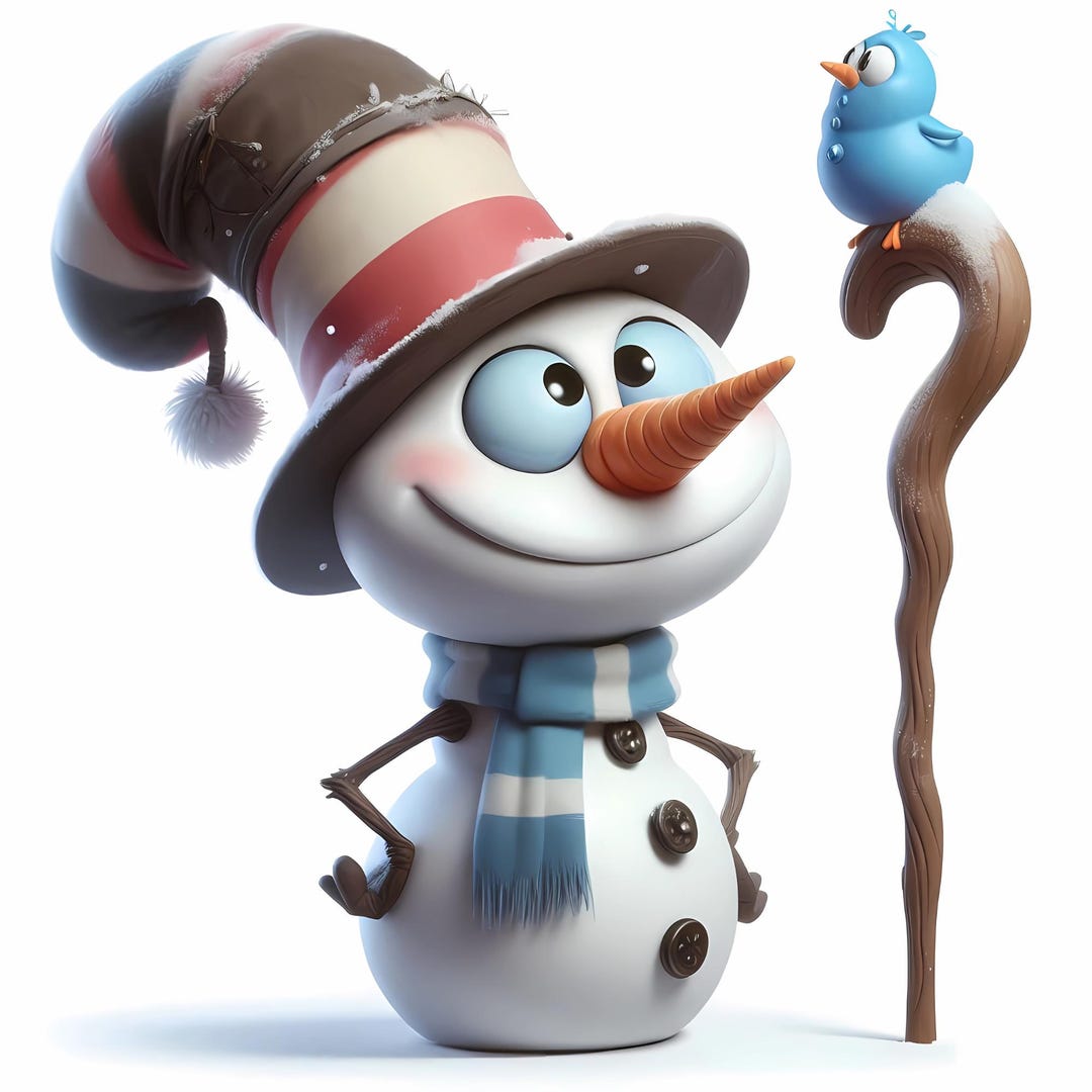 Quirky Christmas Clipart Bundle, Funny Snowman Graphics - Whimsical ...