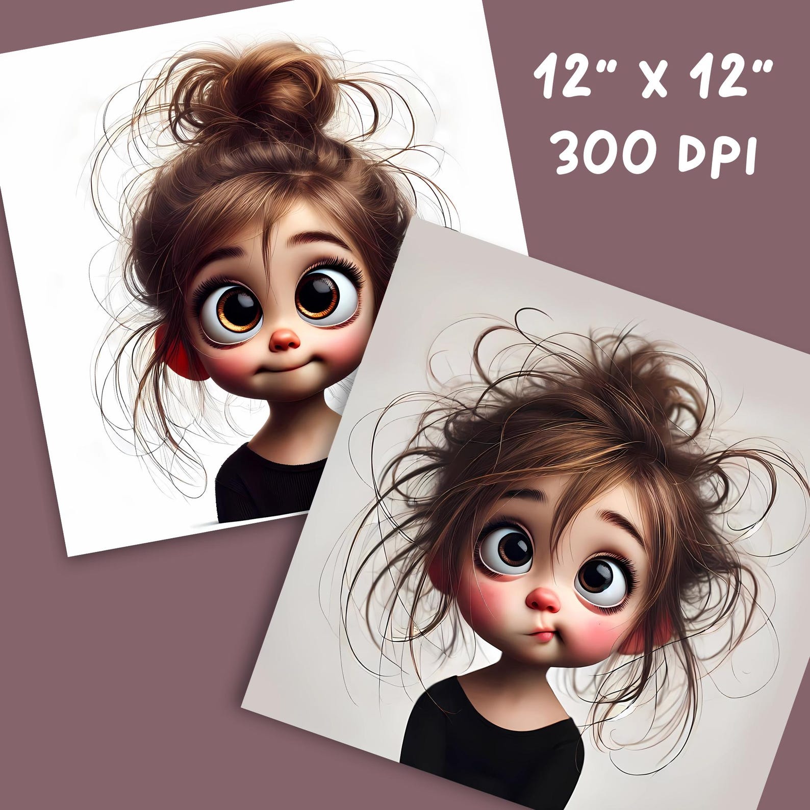 10 Whimsical Girl Clipart - Funny Expressions Portrait JPG Images 300 ...