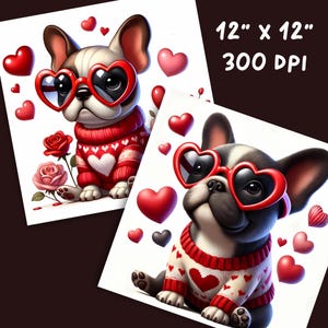 10 Valentine French Bulldog Images, Valentine's Day Dog, Whimsical ...