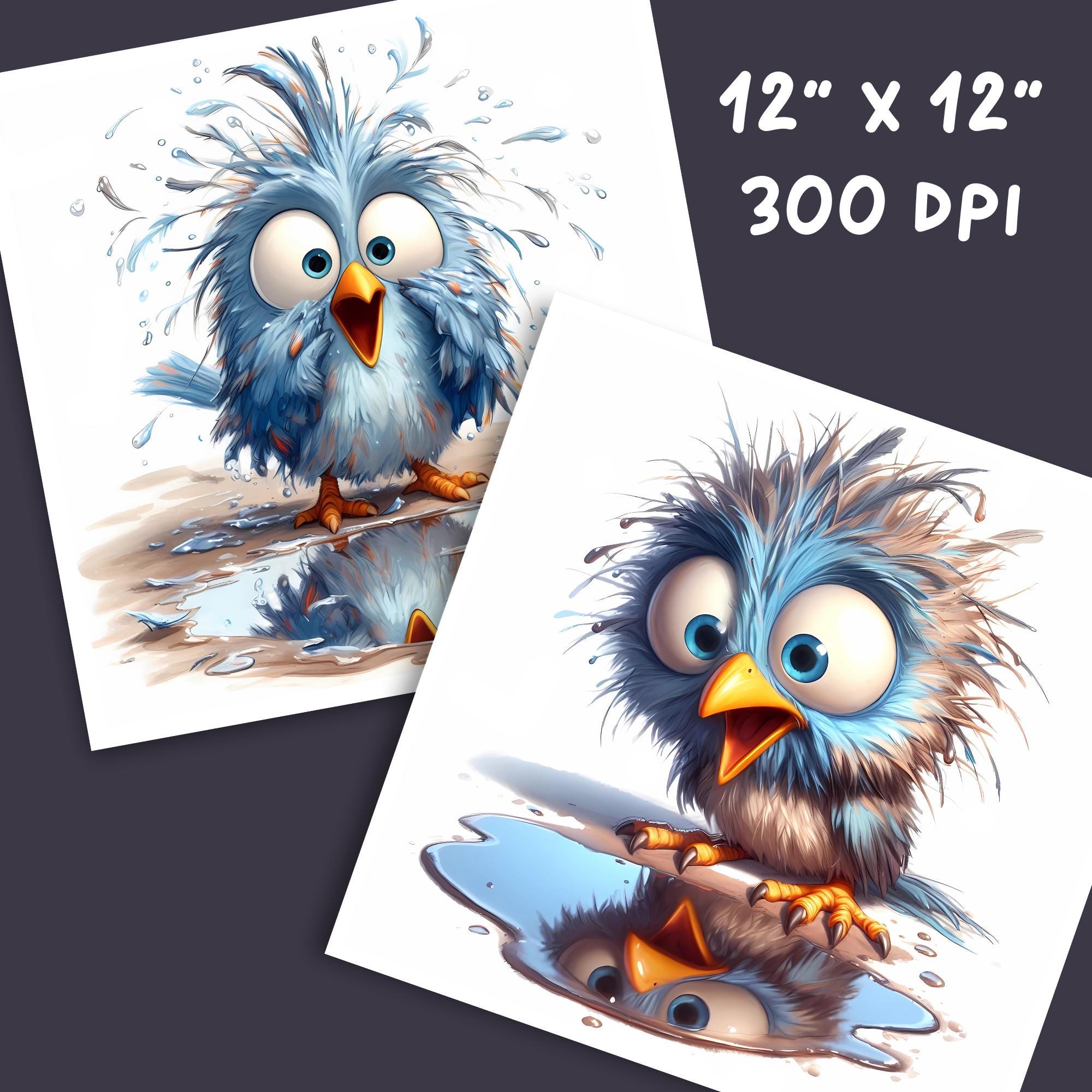 12 Quirky Birds Shocked at Their Reflection Clipart | Funny Bird ...