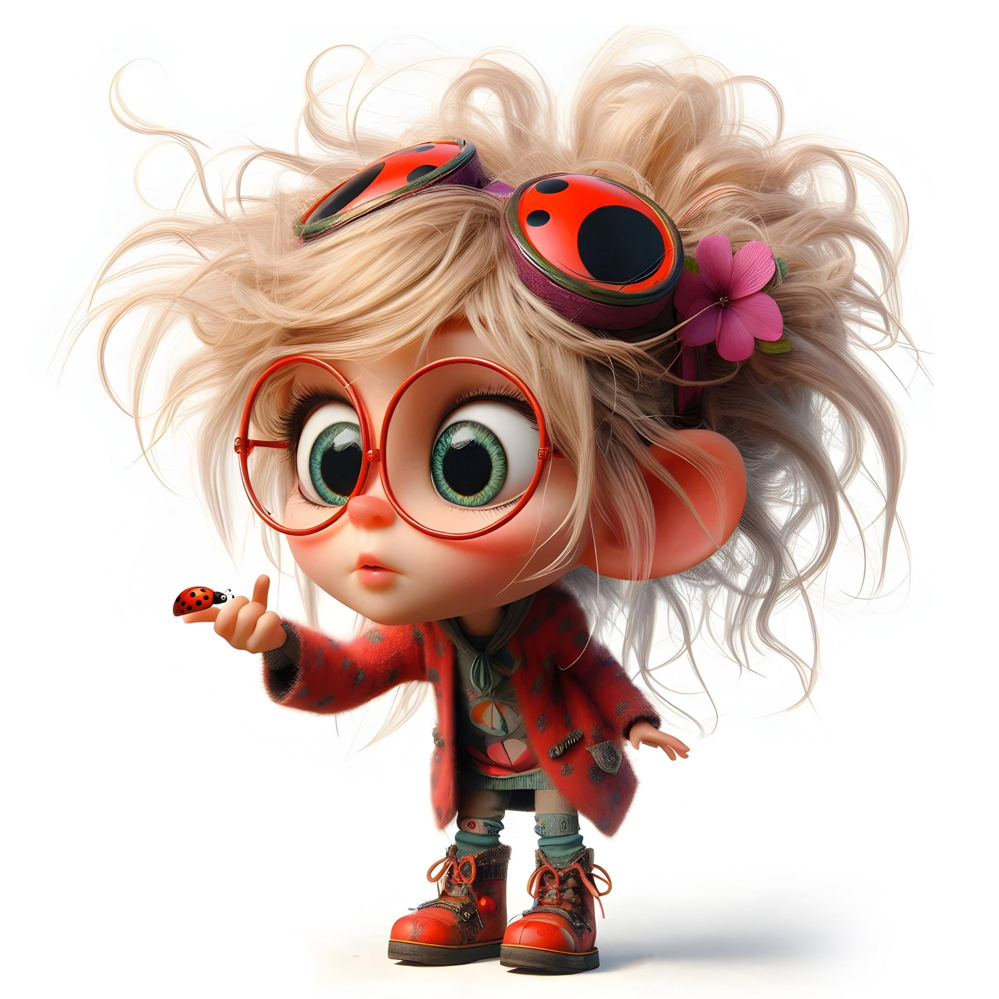 10 Whimsical Girl Clipart - Holding a Ladybug Digital Download 300 DPI ...