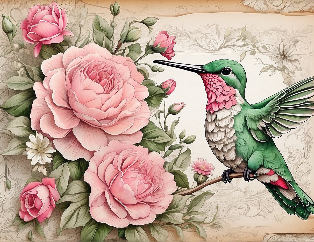 30 Humming Bird Junk Journal Pages, Digital Kit, Scrapbooking Papers ...