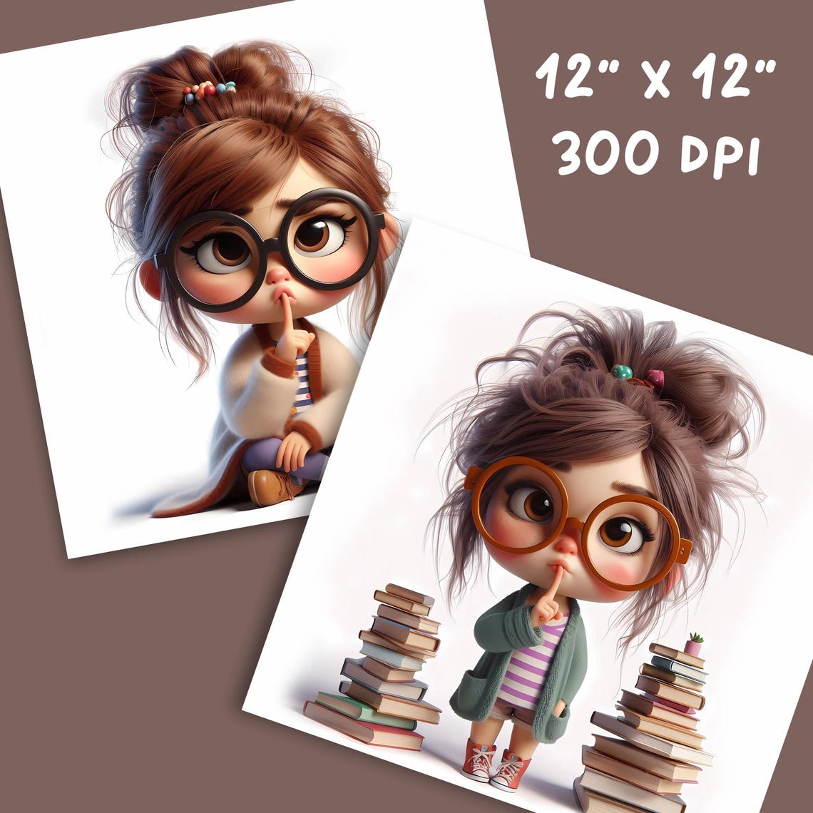 Little Librarian Clipart Bundle: Bookworm Girl, School Clip Art ...