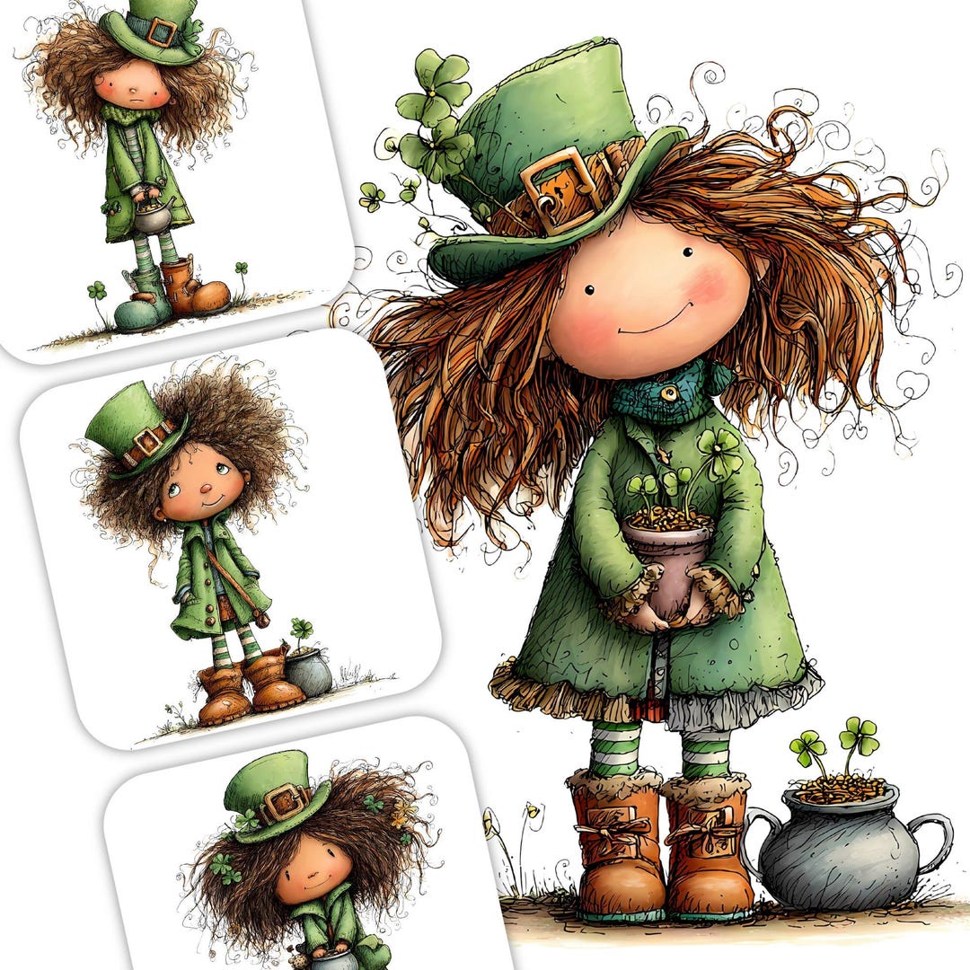 Leprechaun Girl Clipart Bundle, St. Patrick's Day, Whimsical JPG ...