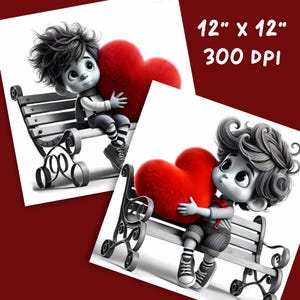 Sweet Valentine Clipart Bundle, Whimsical Boy Art, Cute Love Graphics ...