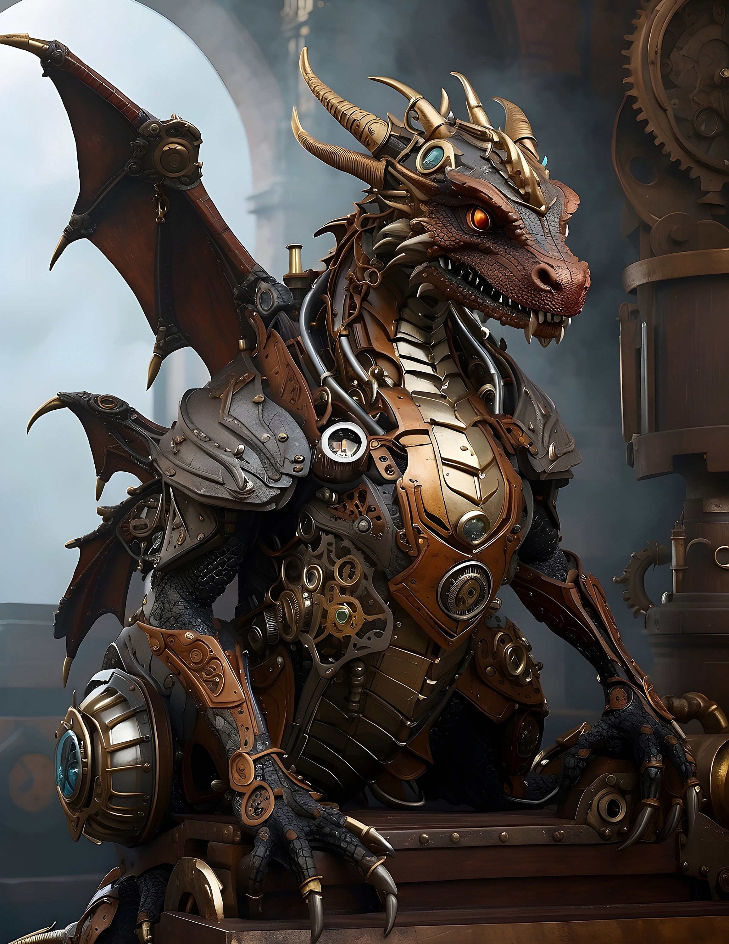 Steampunk Dragons, Digital Art Instant Download - Etsy