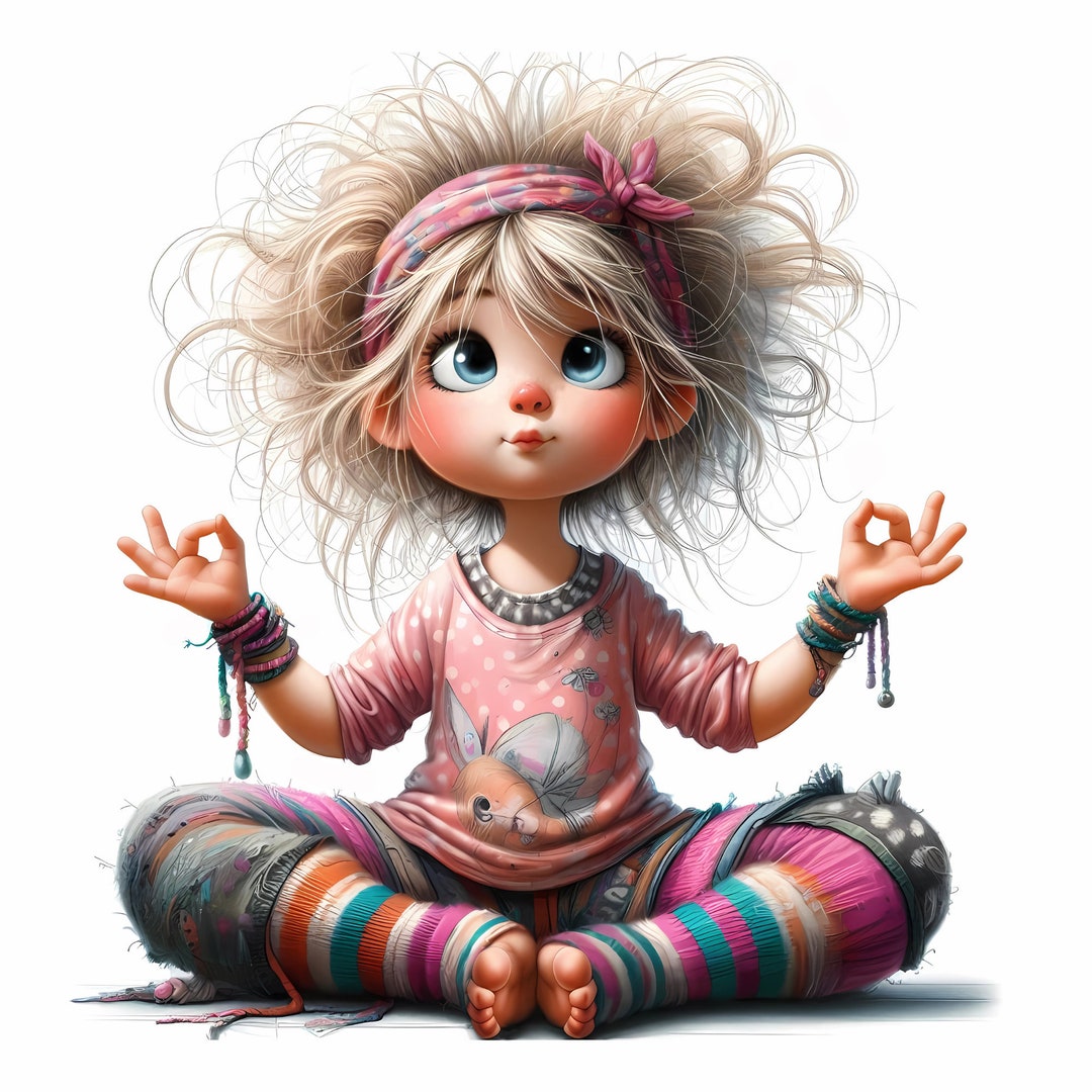 12 Whimsical Yoga Pose Clipart, Commercial Use, Cute Whimsical Yoga ...