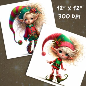 10 Quirky Girl Elf Clipart - Christmas Digital Download 300 DPI for ...