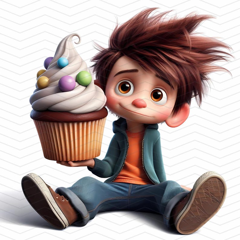 Whimsical Boy Cupcake Clipart: Playful JPG Images (digital Download) - Etsy