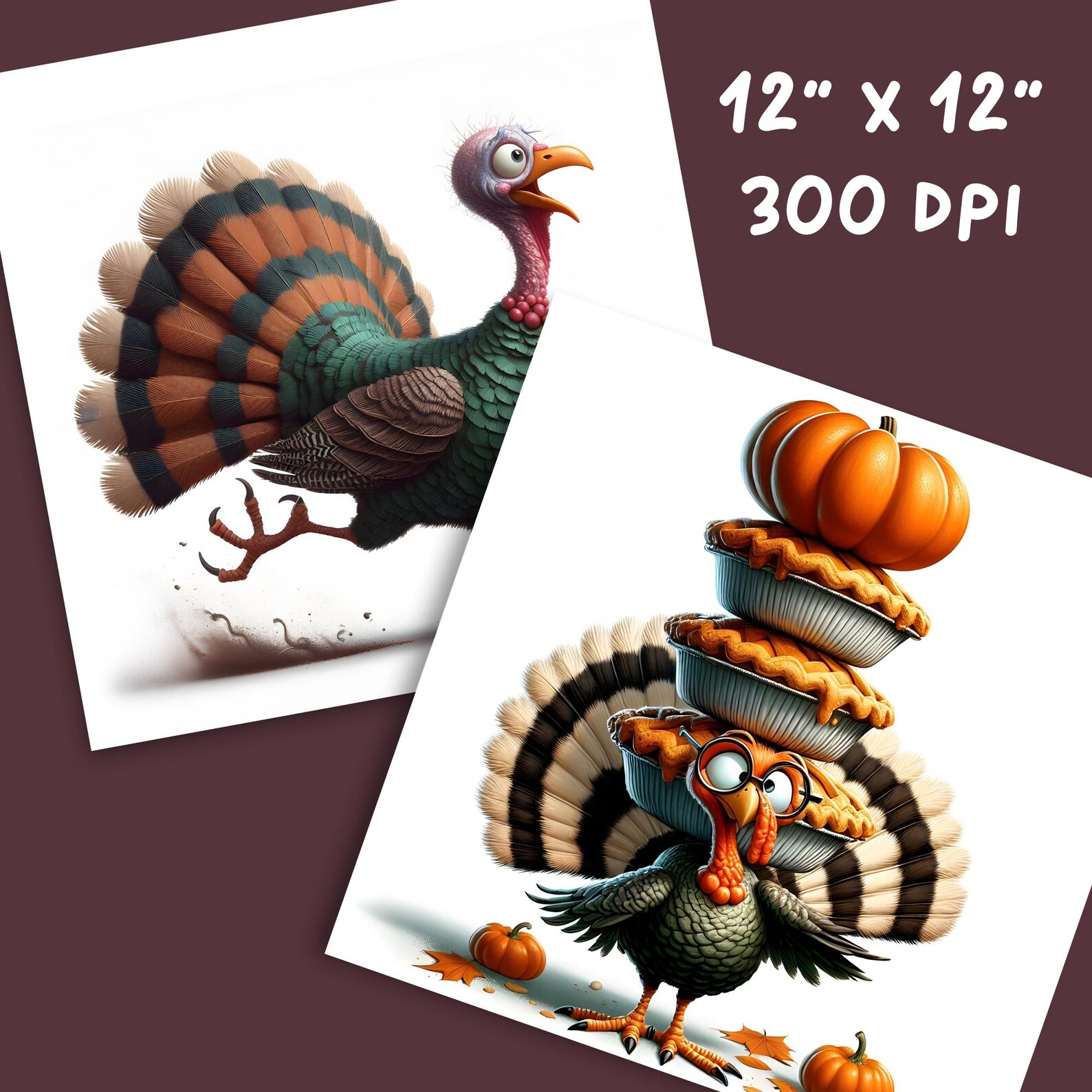 15 Quirky Thanksgiving Turkey Clipart - Fun Holiday Digital Download ...